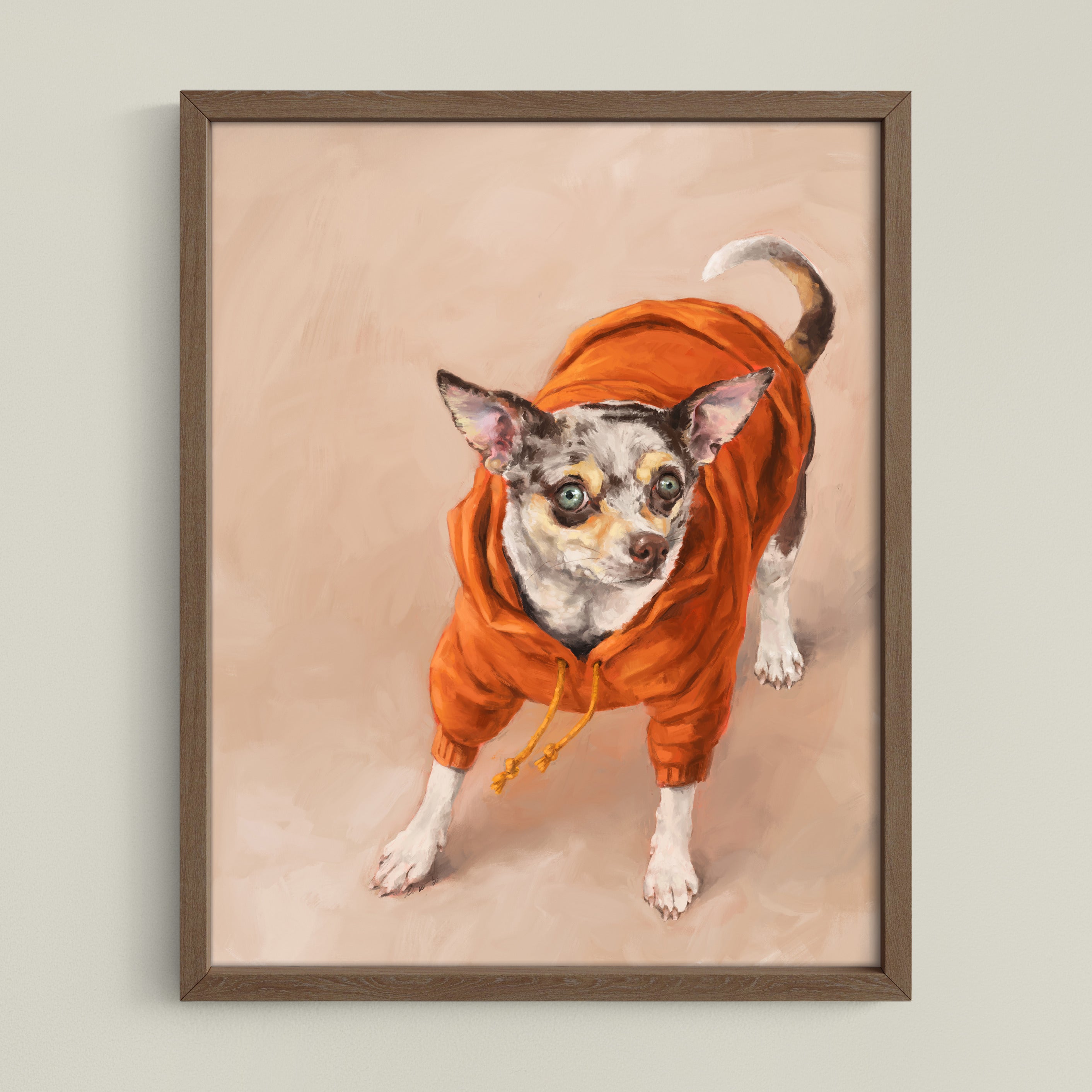 Chihuahua in Orange Hoodie Art Print – The Ugly Cat Studio – Artwork by ...