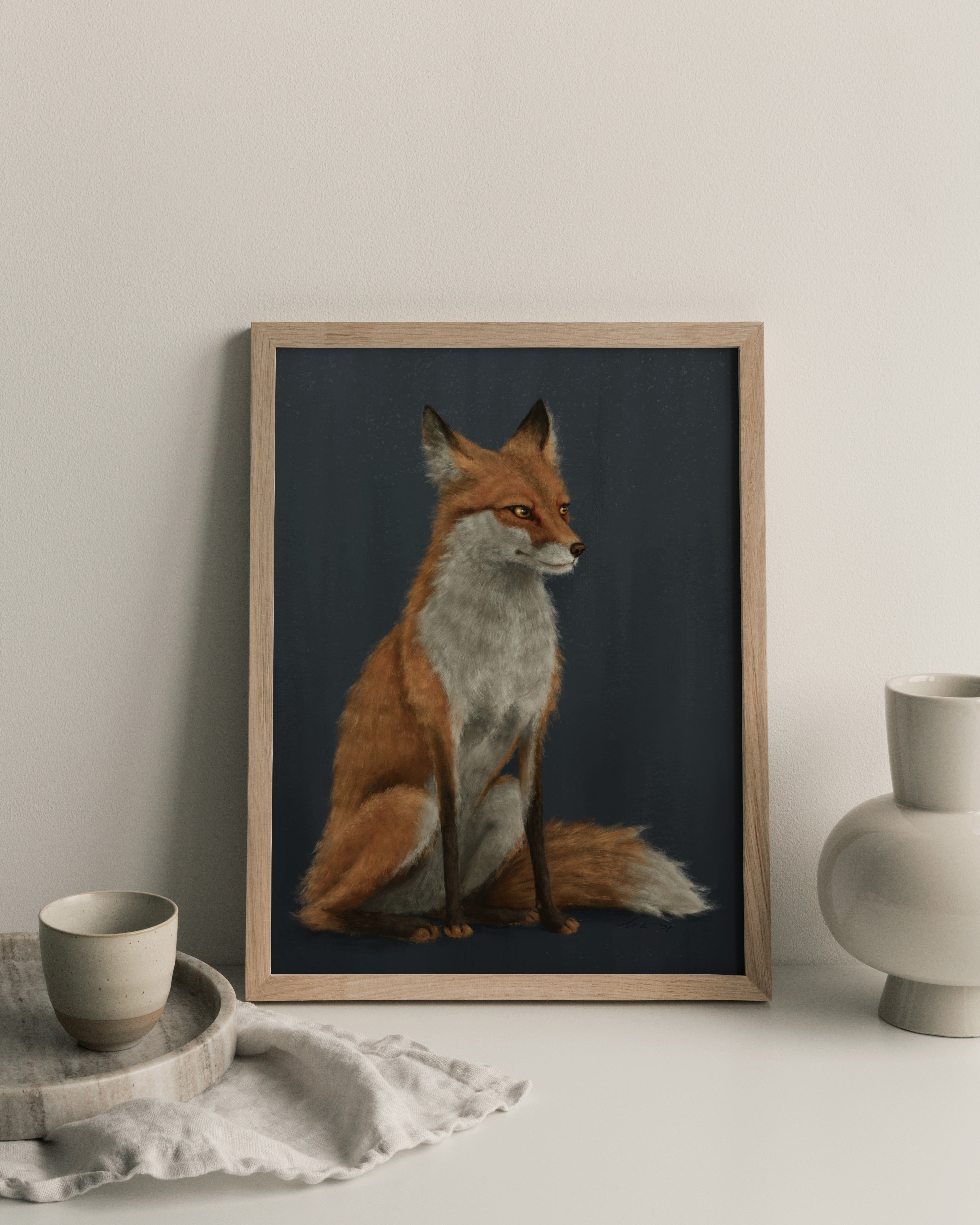 Red Fox Fine Art Print - Blue Edition – Art Print – The Ugly Cat Studio