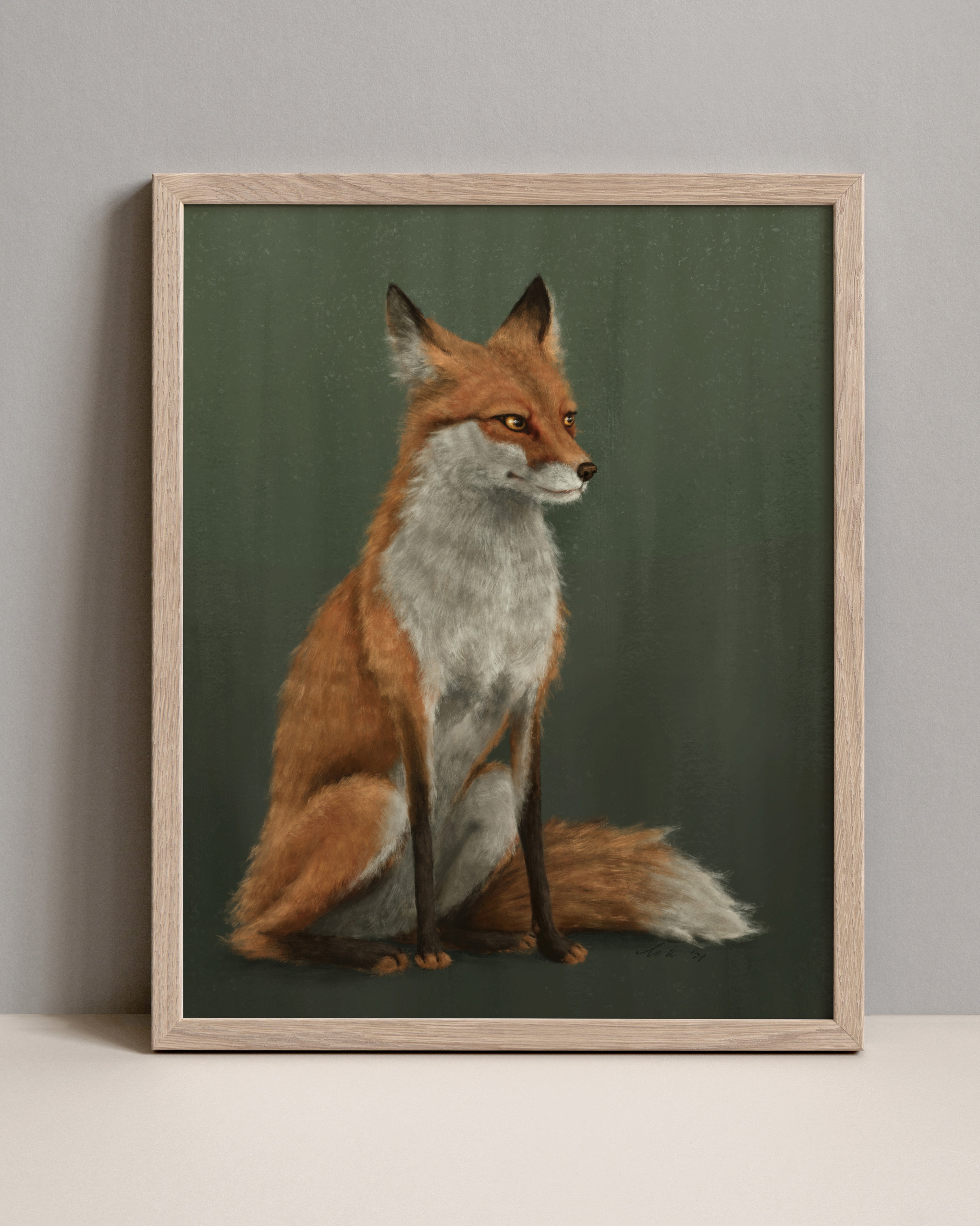 Red Fox Fine Art Print - Light Green Edition – Art Print – The Ugly Cat ...