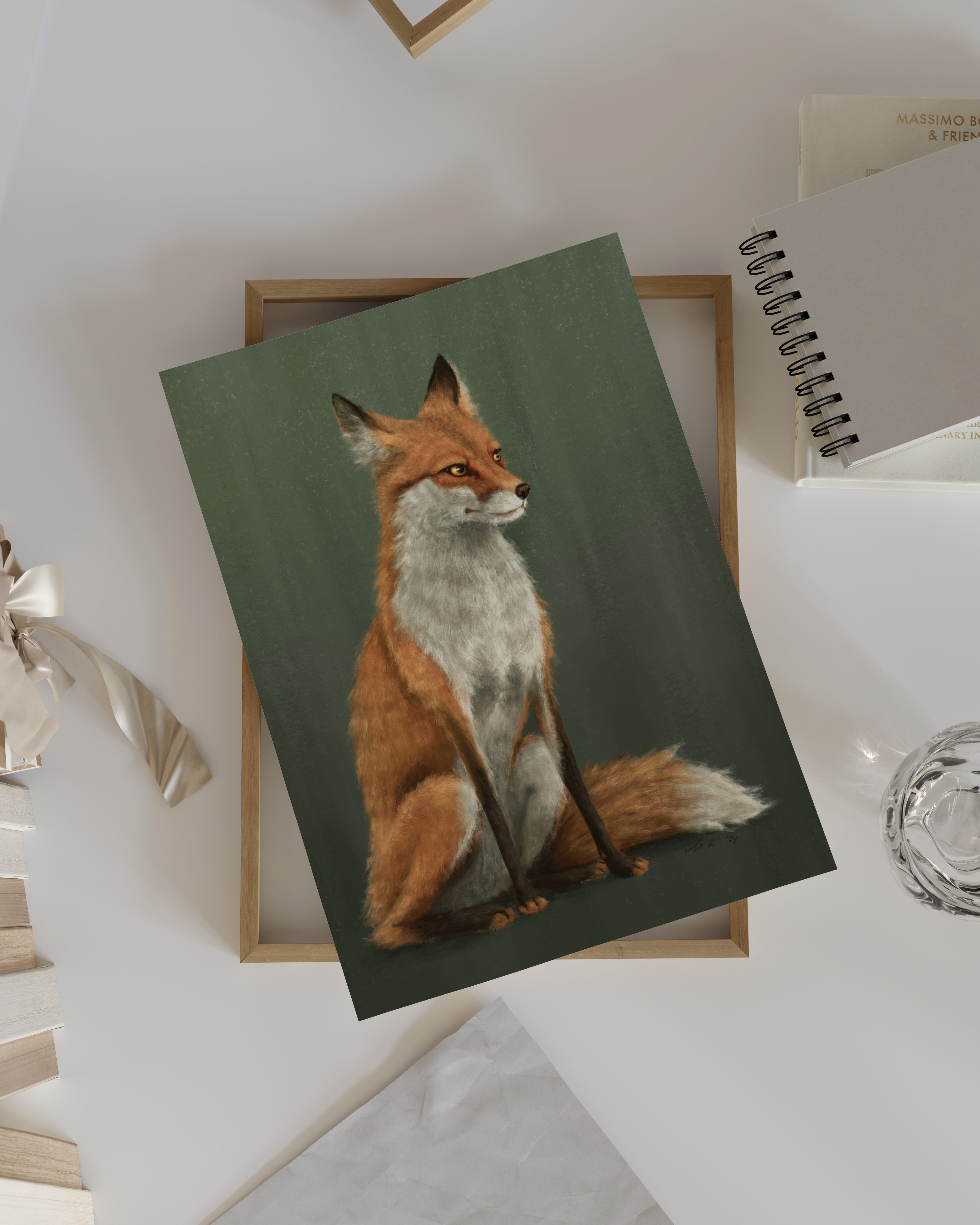 Red Fox Fine Art Print - Light Green Edition – Art Print – The Ugly Cat ...